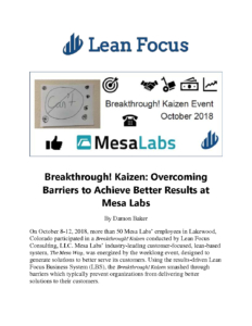 Breakthrough Kaizen_Overcoming Barriers to Achieve Better Results at Mesa Labs | Lean Focus